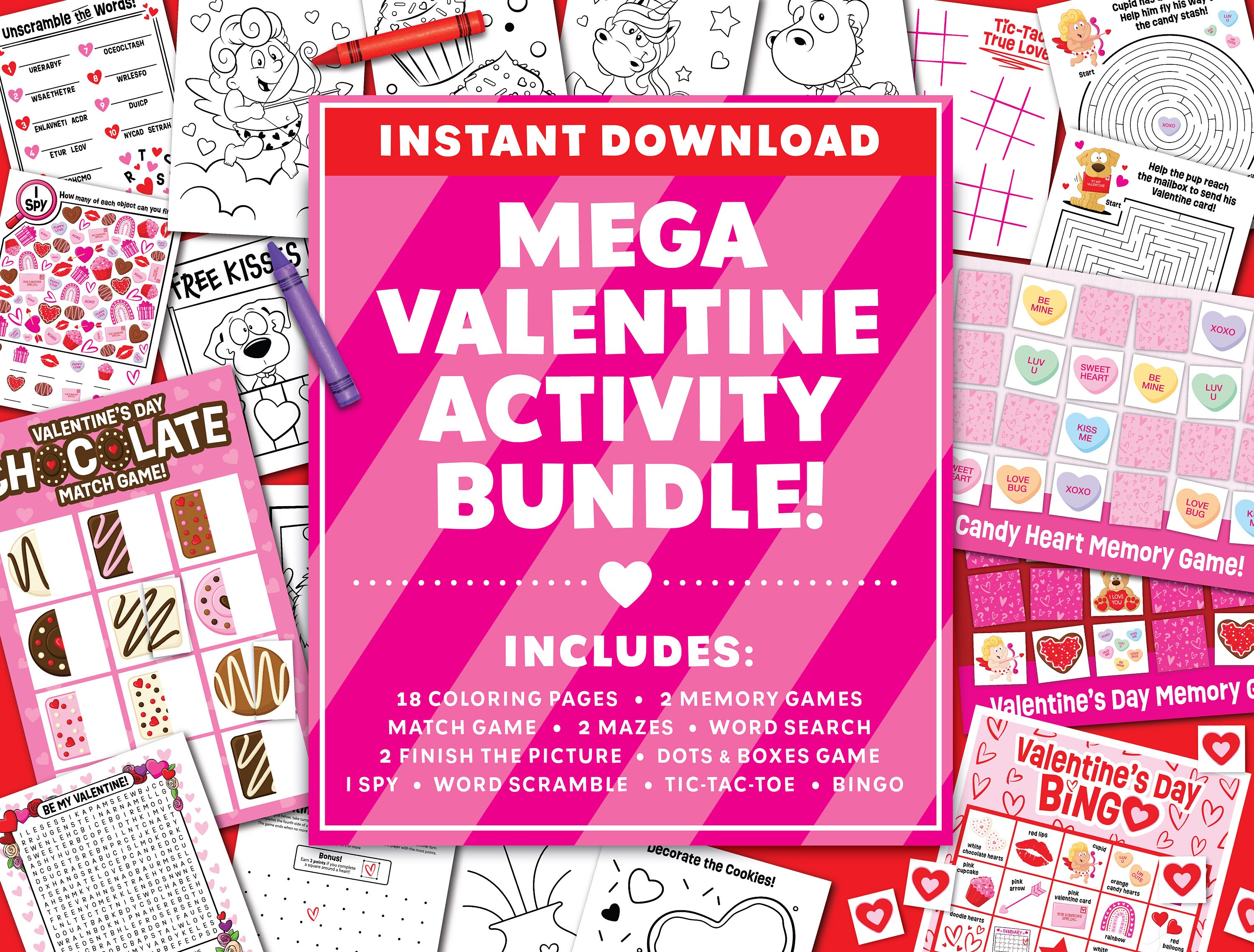 Printable Valentine's Day Activity Bundle Valentine Party Kid Games ...