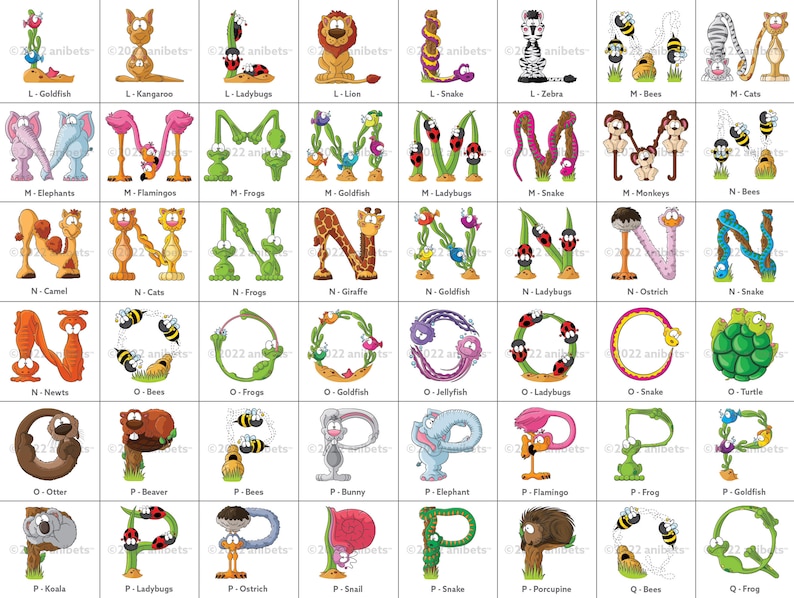 Animal Letter Printables - Animal Alphabet - Cute Animal Letters ...