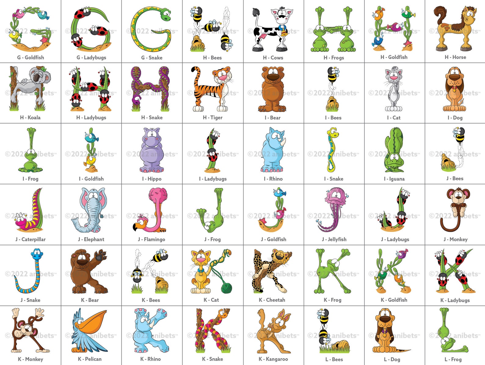 Animal Letter Printables Animal Alphabet Cute Animal Letters Alphabet ...