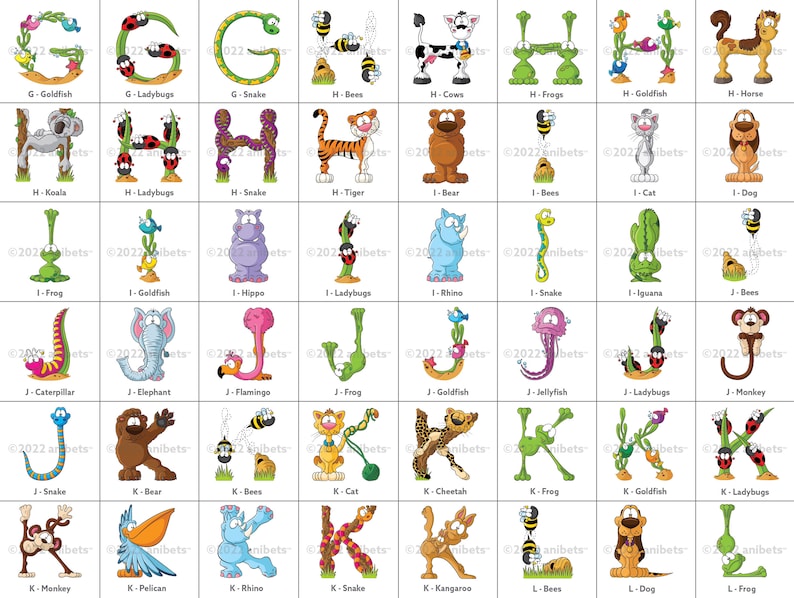 Animal Letter Printables Animal Alphabet Cute Animal Letters Alphabet ...
