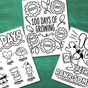 100 Days of School Coloring Page Set - Instant Download - 100 Days ...
