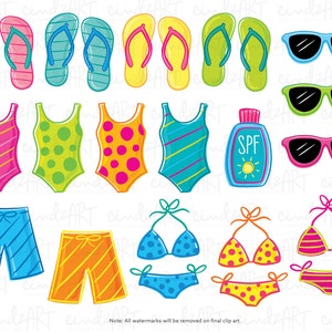 Summer Beach Clipart - Pool Party Clip Art - Beach Party Clipart - Cute ...