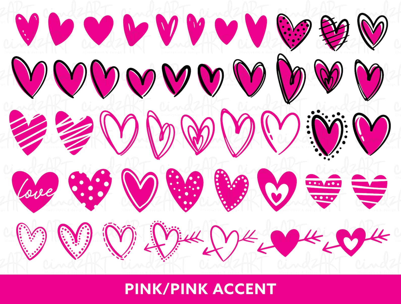 Doodle Hearts Clipart - Valentine's Day SVG PNG - Wedding Love ...