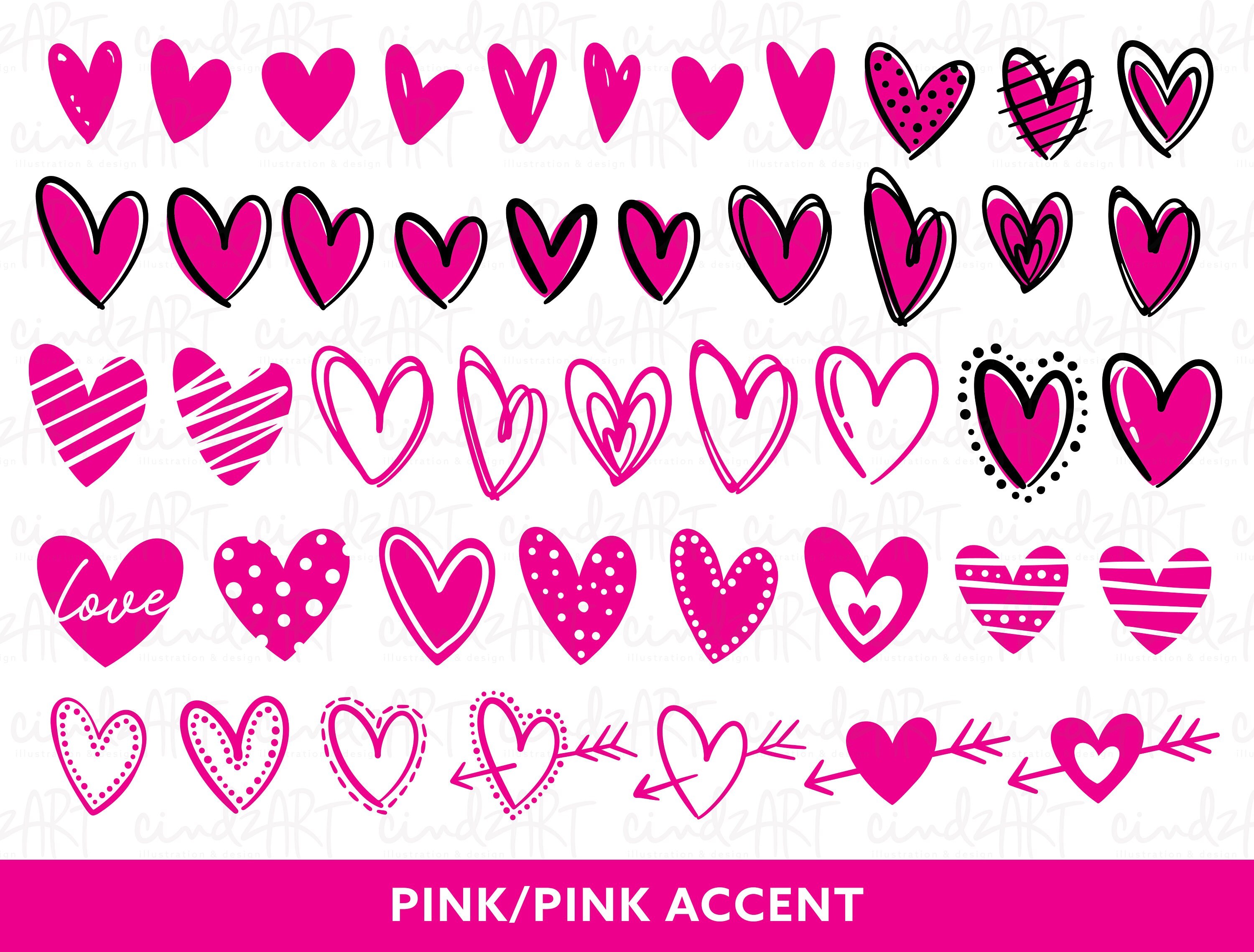 Doodle Hearts Clipart Valentine's Day SVG PNG Wedding Love Anniversary ...