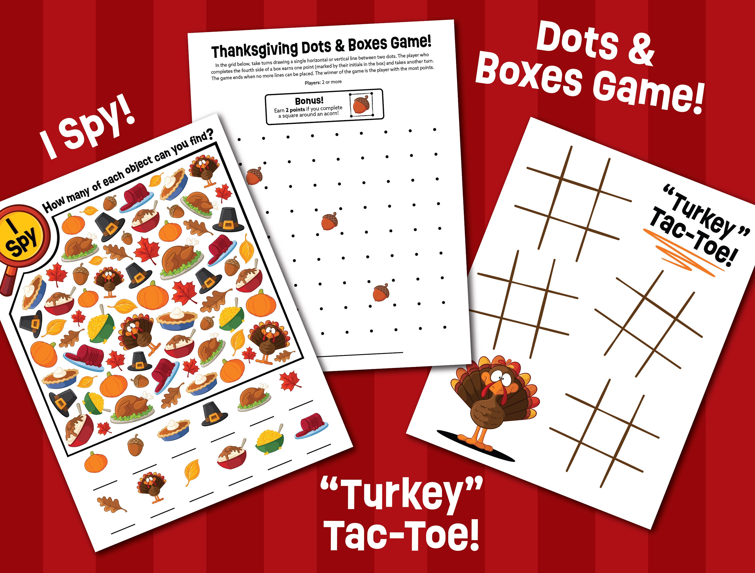 Kids Thanksgiving Activity Set Instant Download Thanksgiving Printables ...