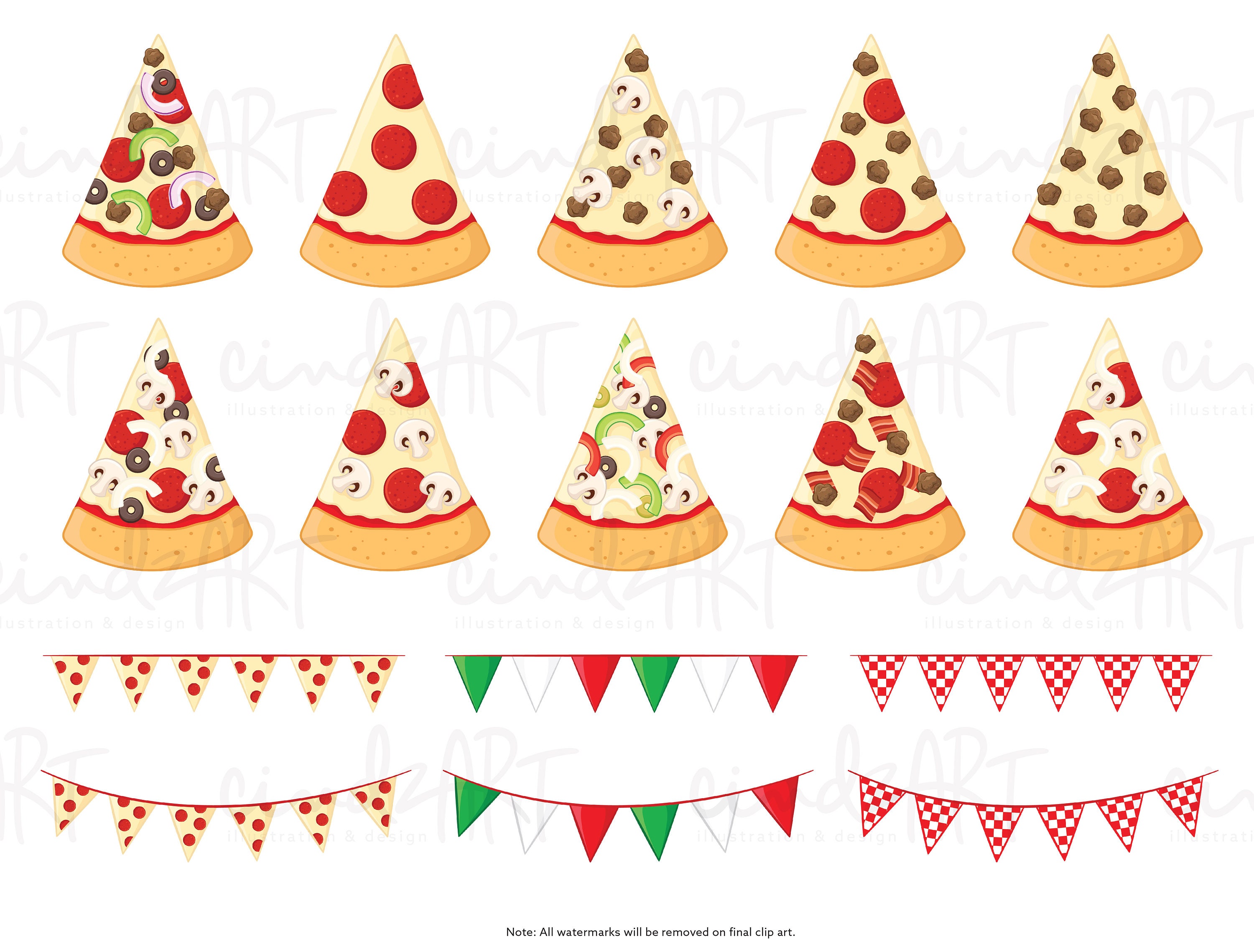 Pizza Party Commercial Use Clipart Pizza Birthday & Baby Shower Cute ...