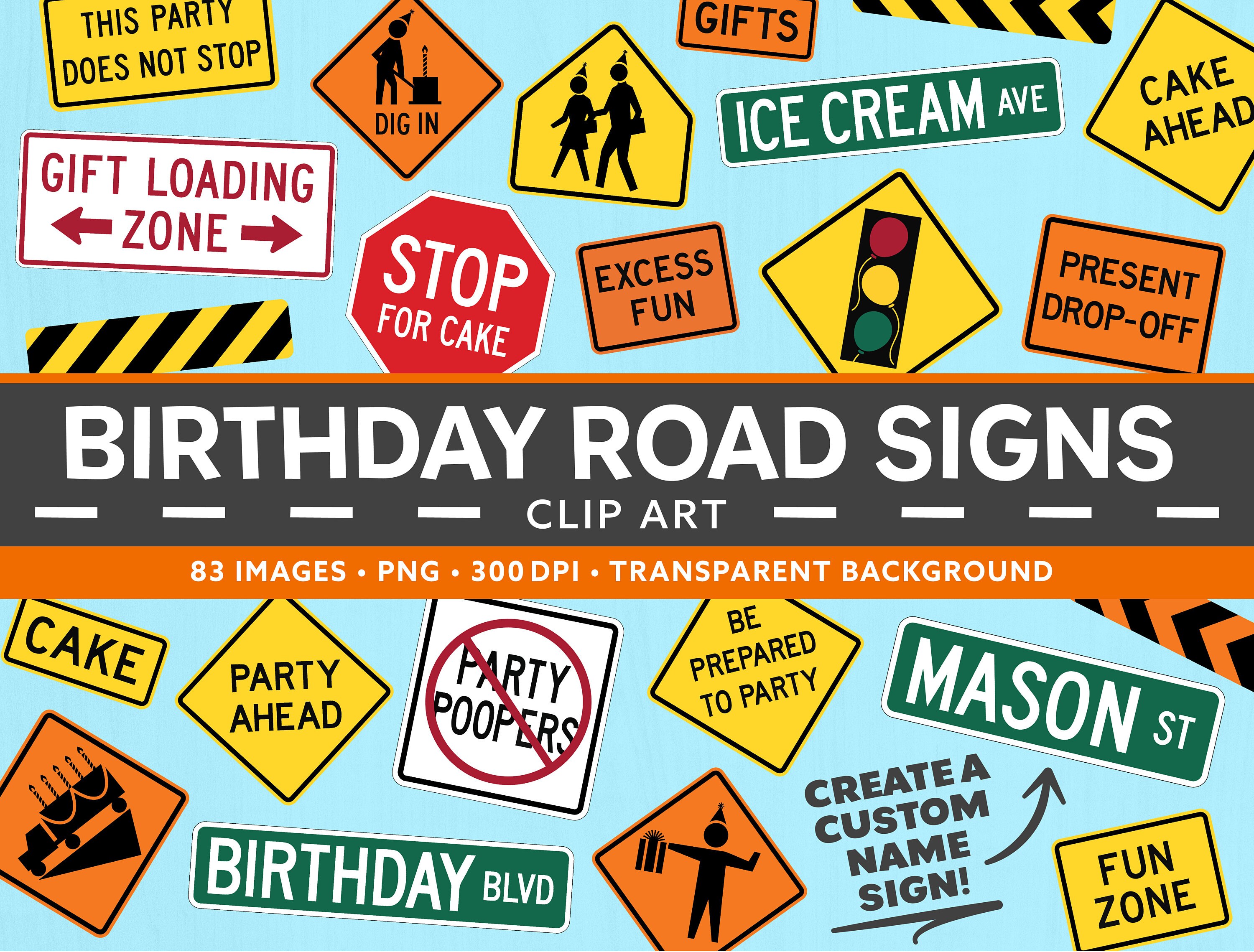 Birthday Road Sign Clipart Construction Sign Birthday Decor - Etsy ...