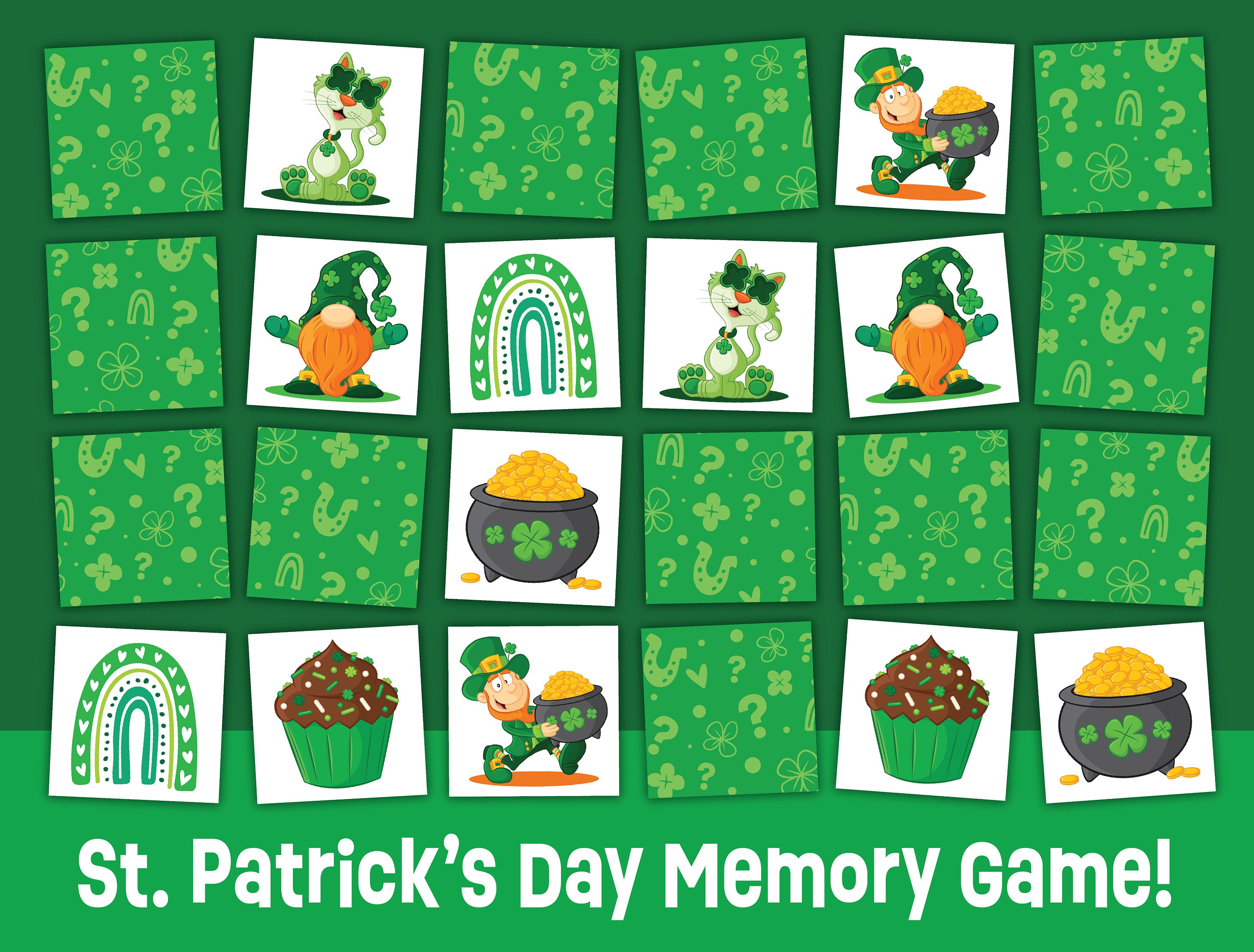 St. Patrick's Day Memory Match Game Instant Download - Etsy