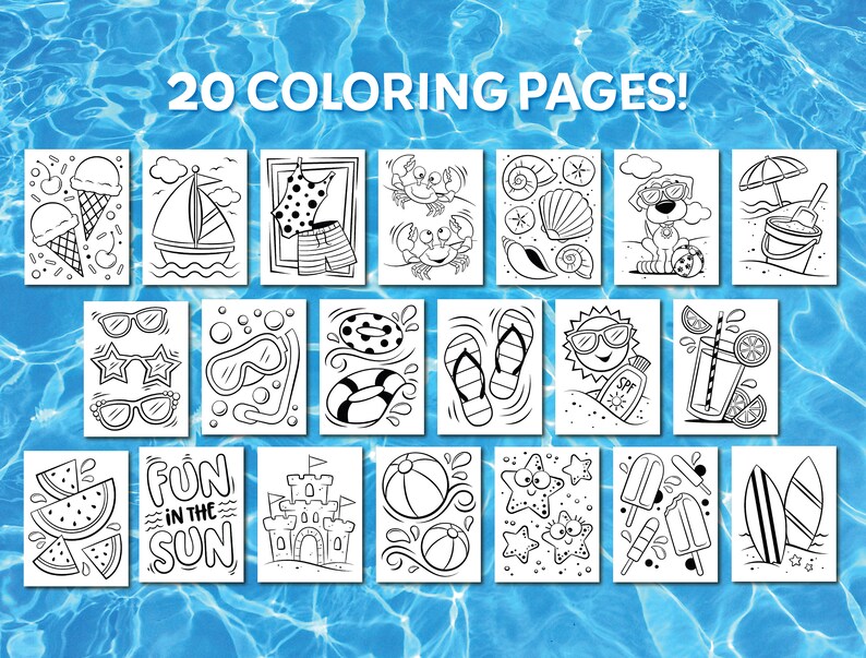 Kids Summer Activity Printable Set - Instant Download - Pool Party Game ...