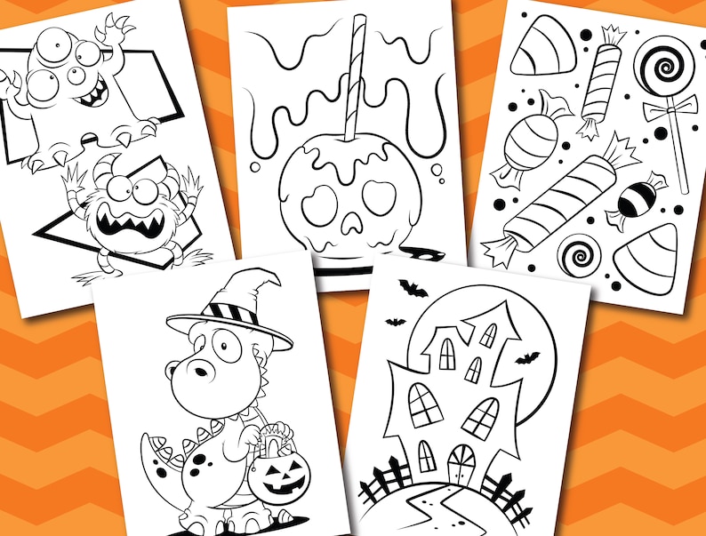 Halloween Coloring Page Set - Kids Halloween Activity - Kid Halloween ...