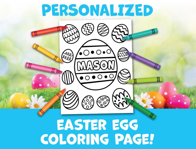 Personalized Easter Coloring Page - Instant Download - Custom Easter ...