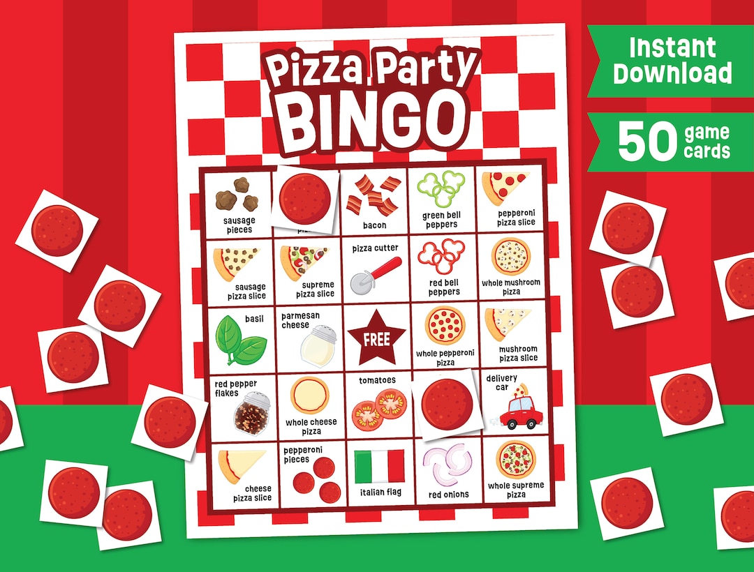 Pizza Party Bingo Game Printable - Instant Download - Pizza Birthday ...