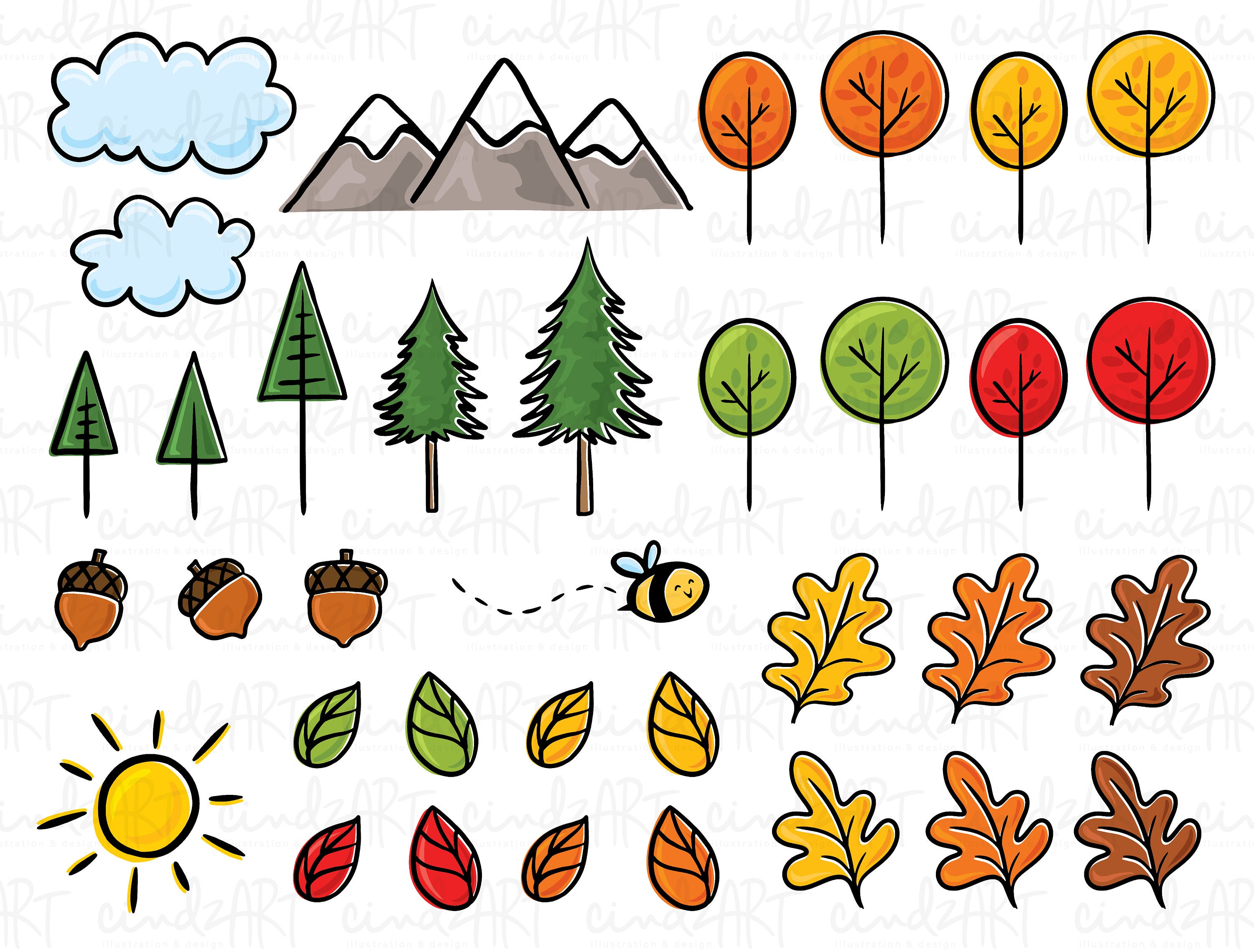 Camping Clipart Set Cute Summer Camp Clip Art Campground Clipart Summer ...