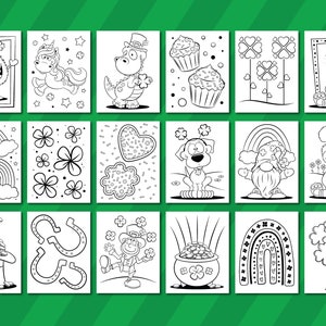 St. Patricks Day Coloring Page Set - Instant Download - Saint Paddy's ...