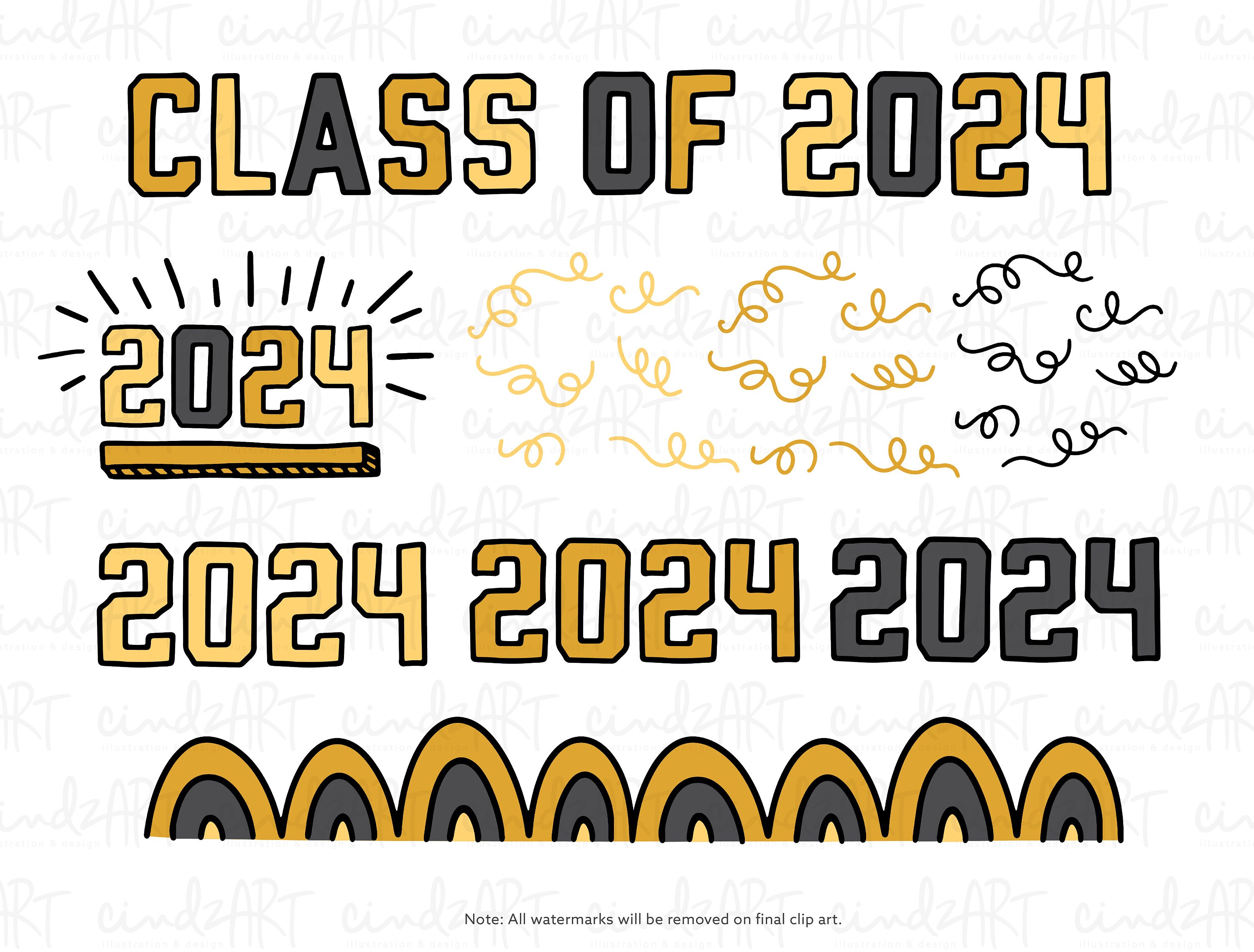 Graduation 2024 Clipart Digital Download Cute Class of 2024 Grad ...