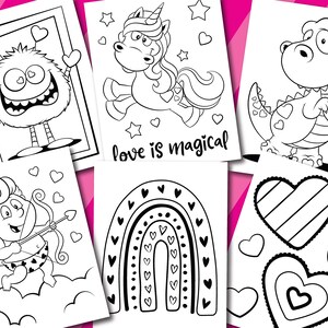 Valentine's Day Coloring Page Set - Instant Download - Valentine's Day ...