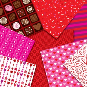 Valentine's Day Digital Paper Set - Valentine Seamless Pattern ...