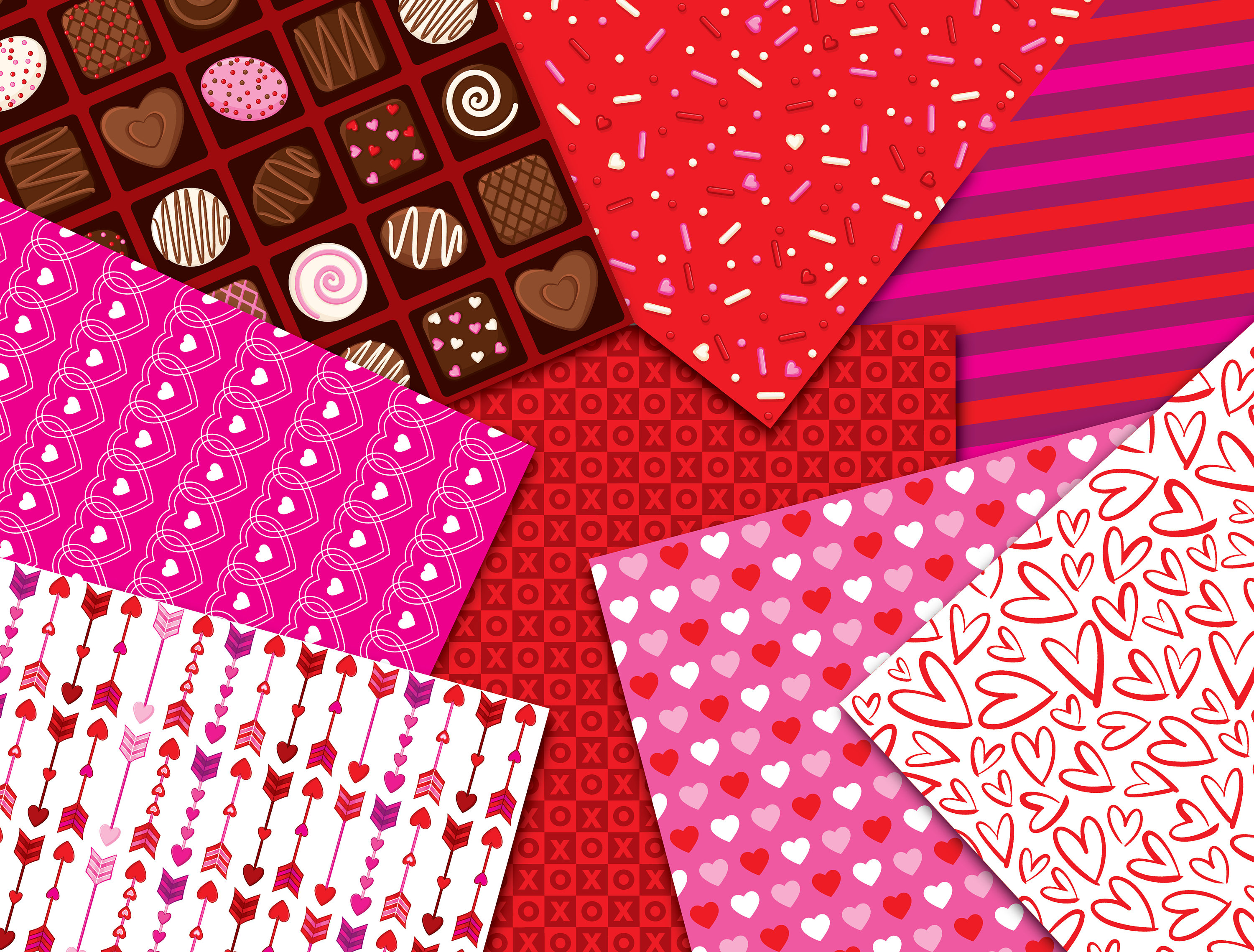 Valentine's Day Digital Paper Set - Valentine Seamless Pattern ...