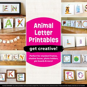 Animal Letter Printables - Animal Alphabet - Cute Animal Letters ...