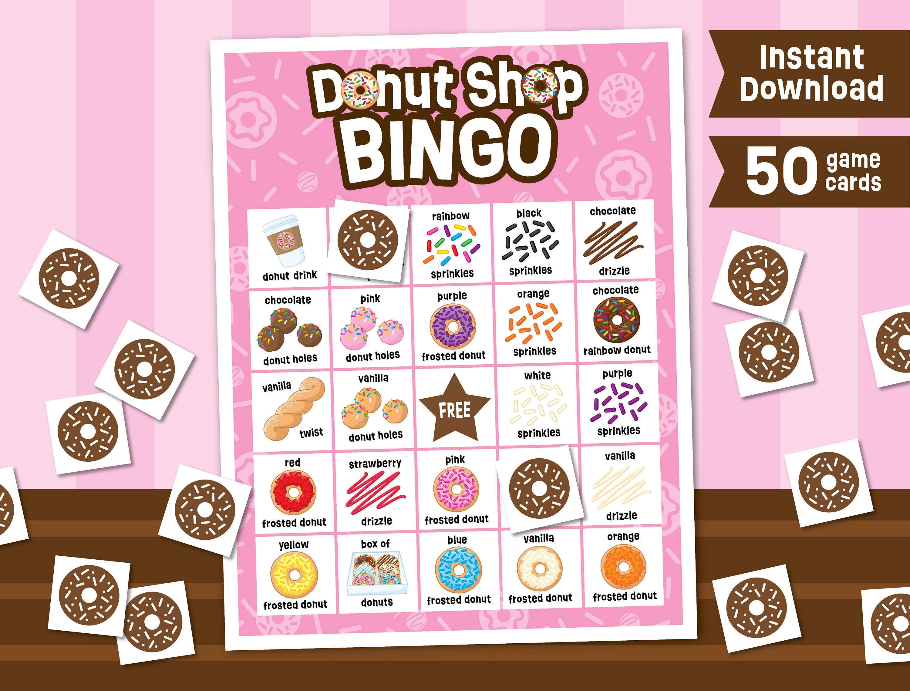 Donut Shop Bingo Game Printable Instant Download Donut Baby Shower Game ...