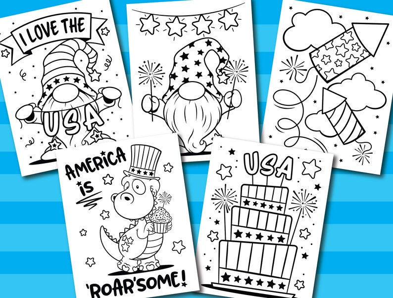 Patriotic Coloring Page Set Instant Download 4th of July Kids Coloring ...