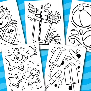 Summer Fun Coloring Page Set - Instant Download - Pool Party Activity ...