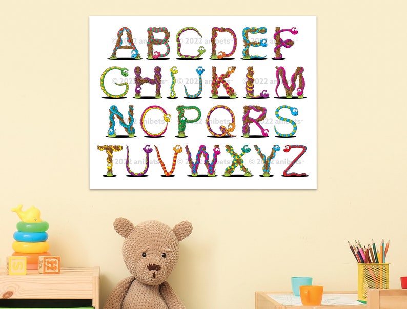 Snake Alphabet Poster 18x24 - Snake Alphabet - ABC Snake Wall Art ...