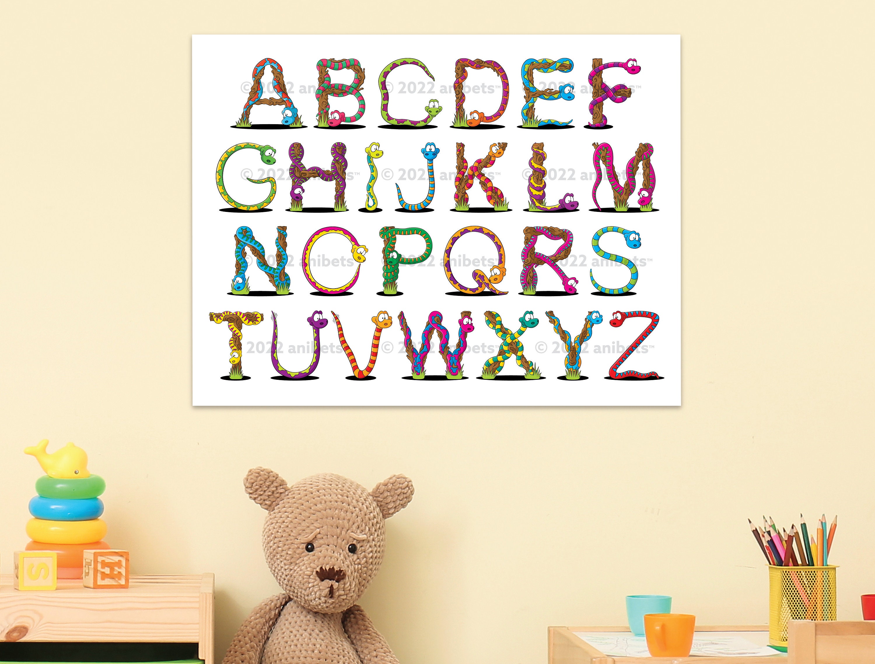 Snake Alphabet Poster 18x24 - Snake Alphabet - ABC Snake Wall Art ...