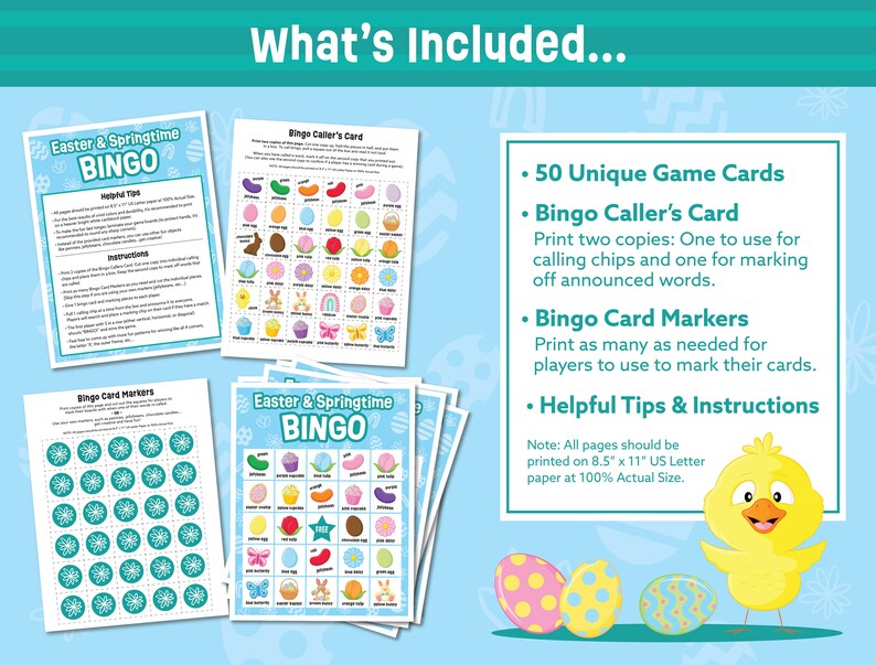 Easter Spring Bingo Game Instant Download Easter Springtime Kids ...