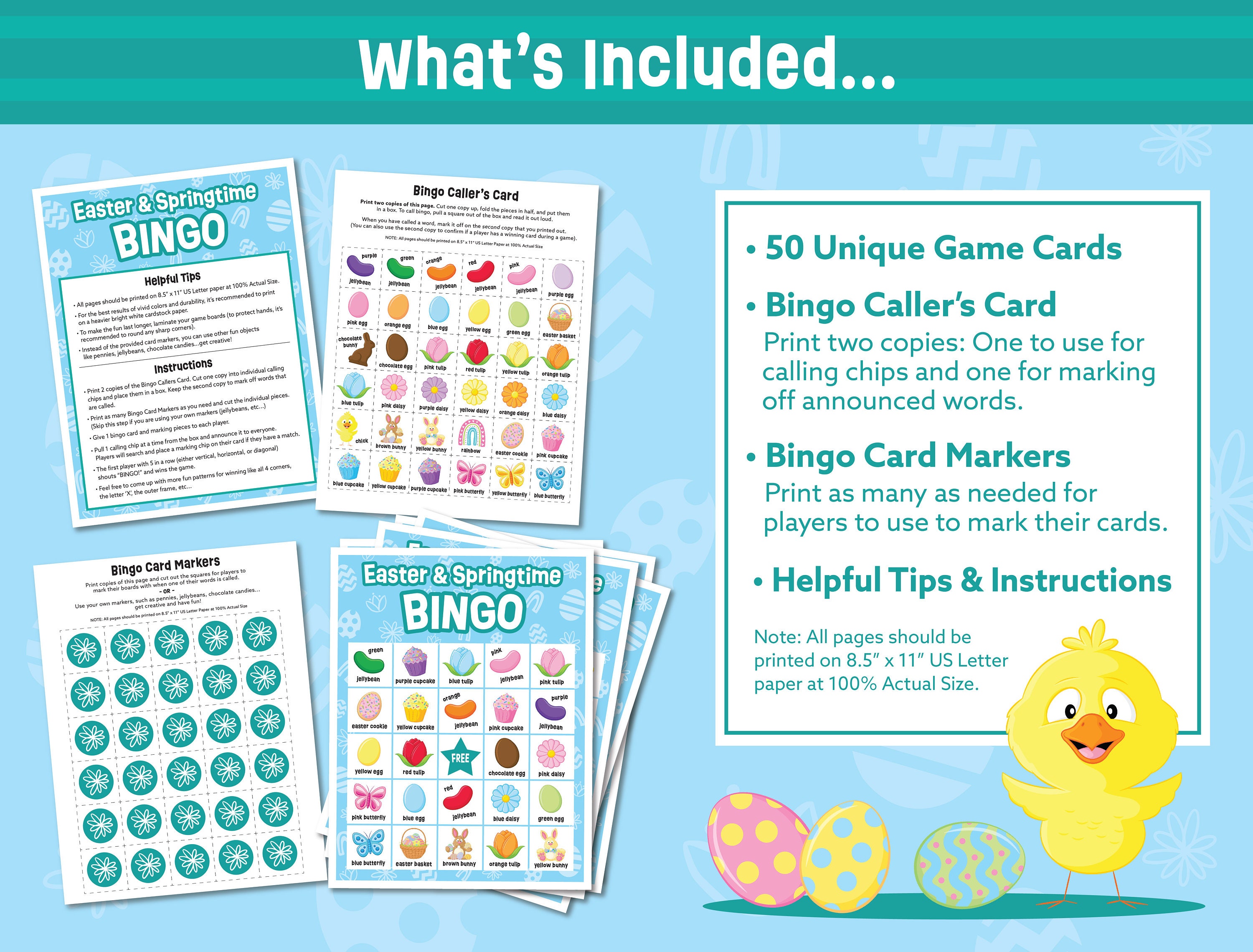 Easter Spring Bingo Game - Instant Download - Easter Springtime Kids ...