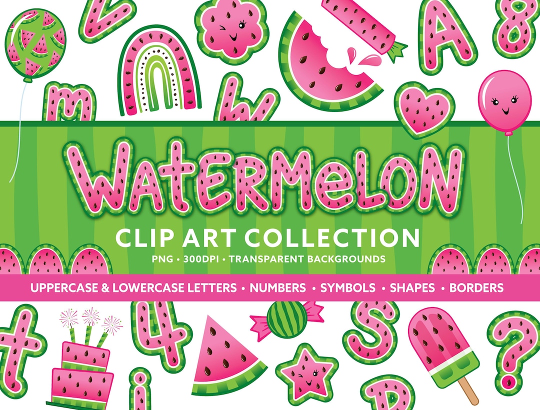Watermelon Clipart Collection - Watermelon Alphabet Numbers Symbols ...