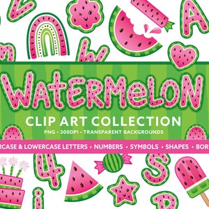Watermelon Clipart Collection - Watermelon Alphabet Numbers Symbols ...