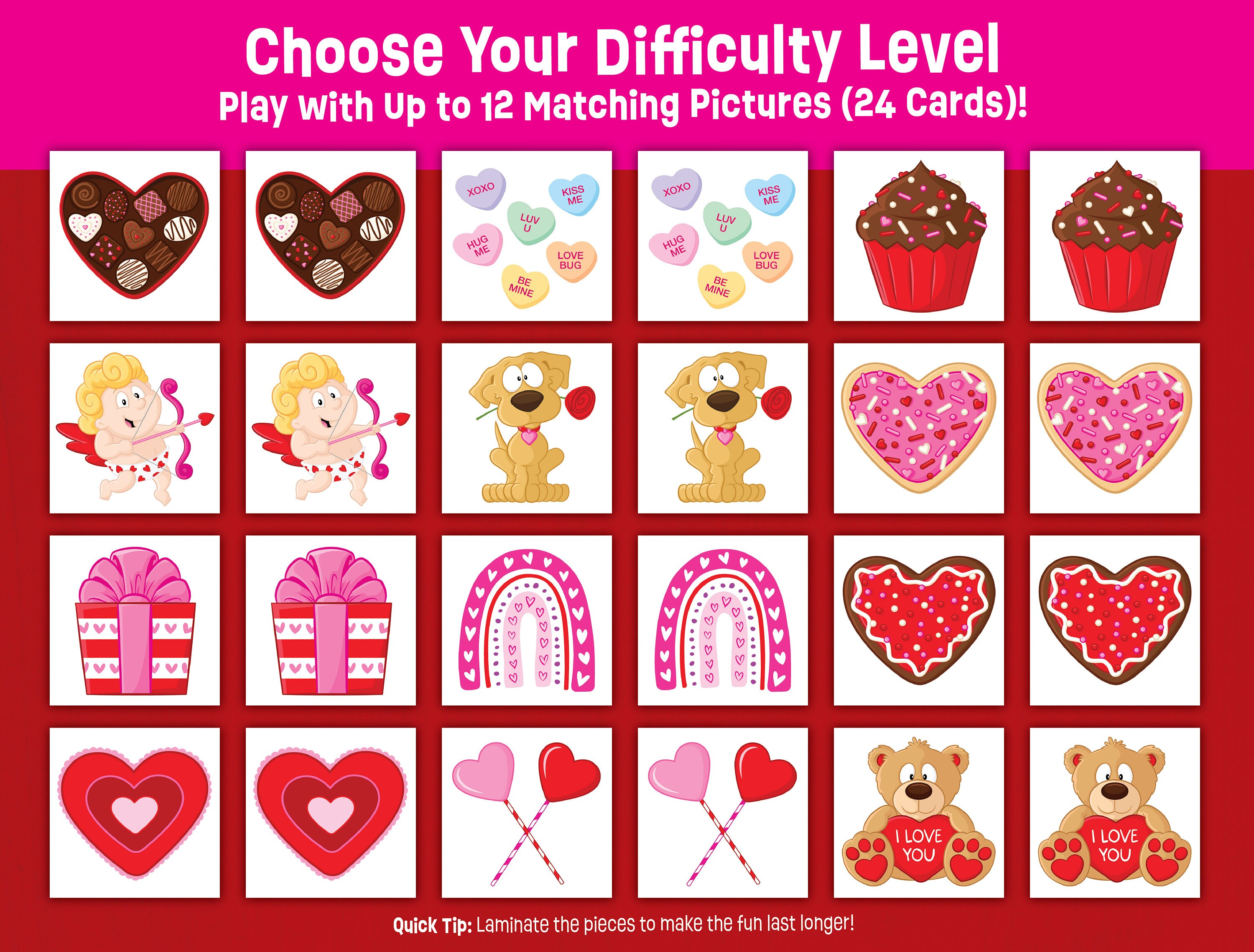 Valentine's Day Memory Match Game - Fun Valentine Printable Activity ...