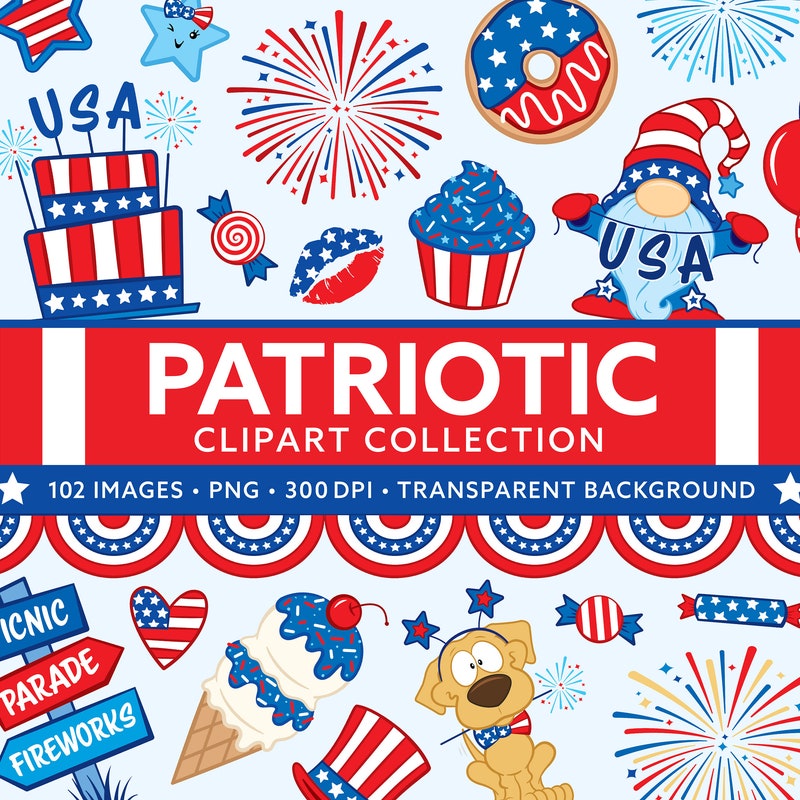 4th of July Clipart - Etsy