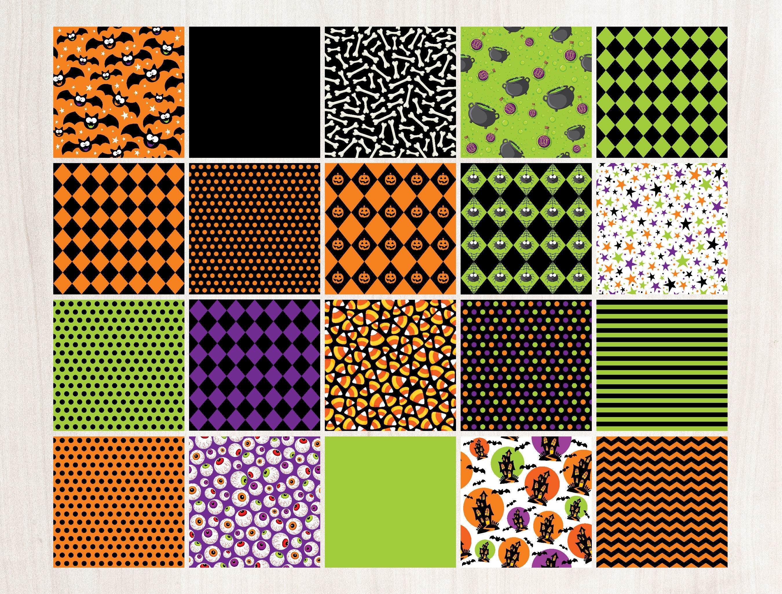 Halloween Digital Paper Set Seamless Pattern Scrapbook - Etsy