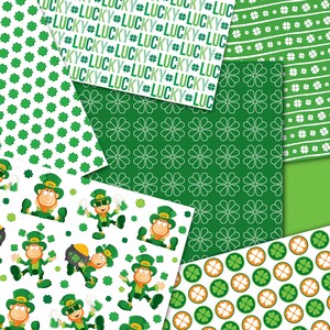 St. Patrick's Day Digital Paper Set - Saint Patrick's Seamless Pattern ...