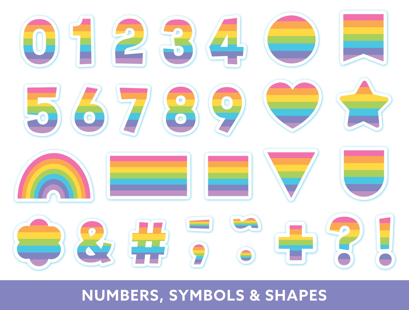 Rainbow Alphabet Number Symbol Clipart Collection Colorful Borders ...
