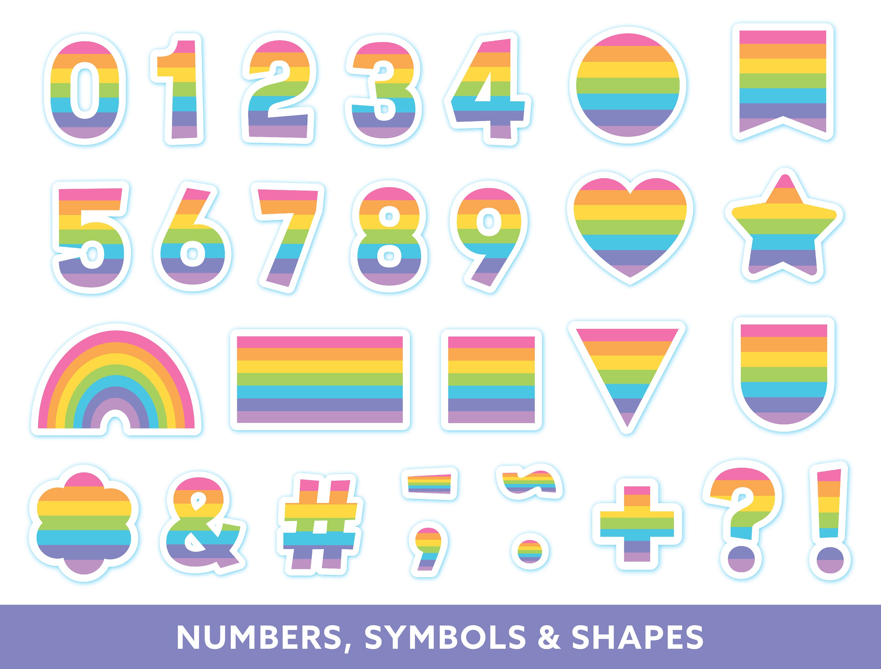 Rainbow Alphabet Number Symbol Clipart Collection Colorful Borders ...