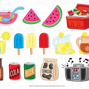 Backyard BBQ Clipart - Summer Party Clip Art - Beach Barbecue Clipart ...