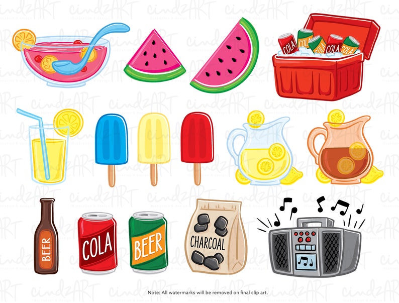 Backyard BBQ Clipart Summer Party Clip Art Beach Barbecue Clipart Cute ...