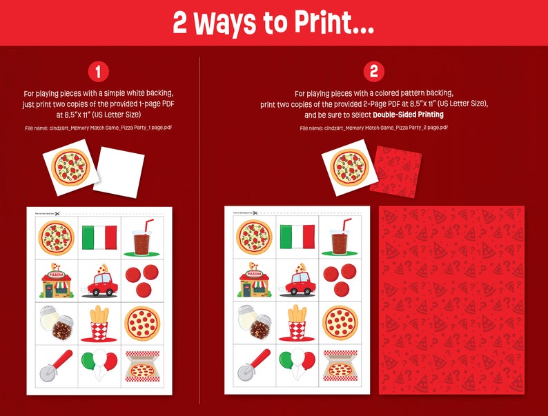 Pizza Party Memory Match Game Printable - Fun Pizza Printable Kids ...