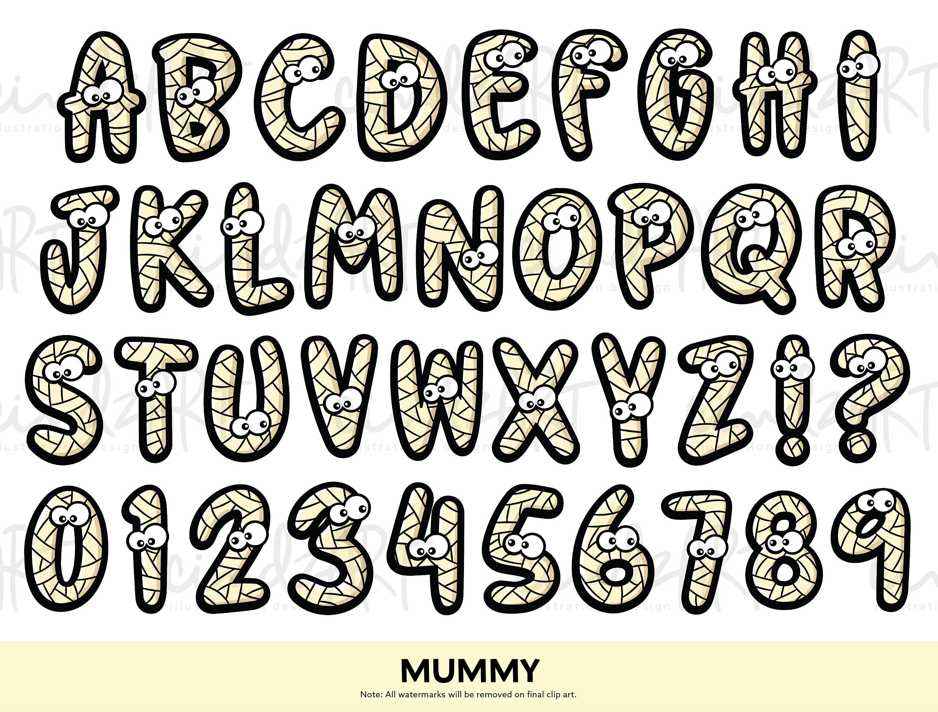 Halloween Alphabet Number Clipart Instant Download PNG Make Your Own ...