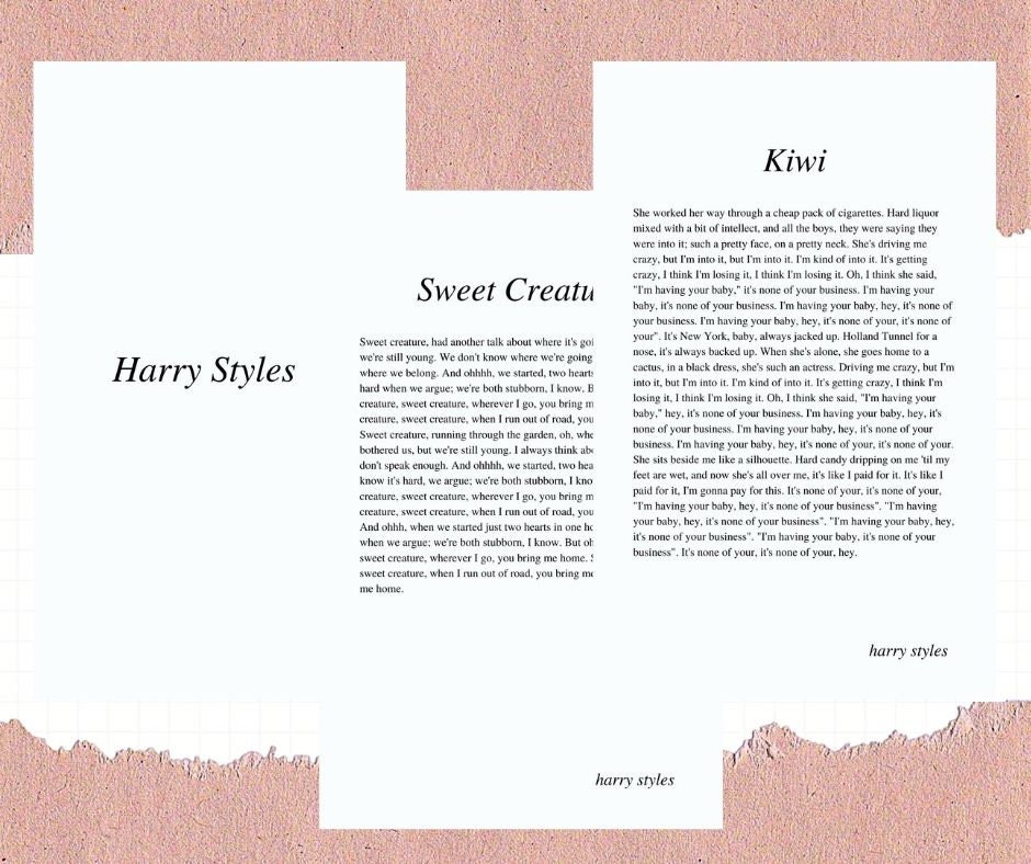 Harry Styles Debut Album Lyric Prints - Etsy