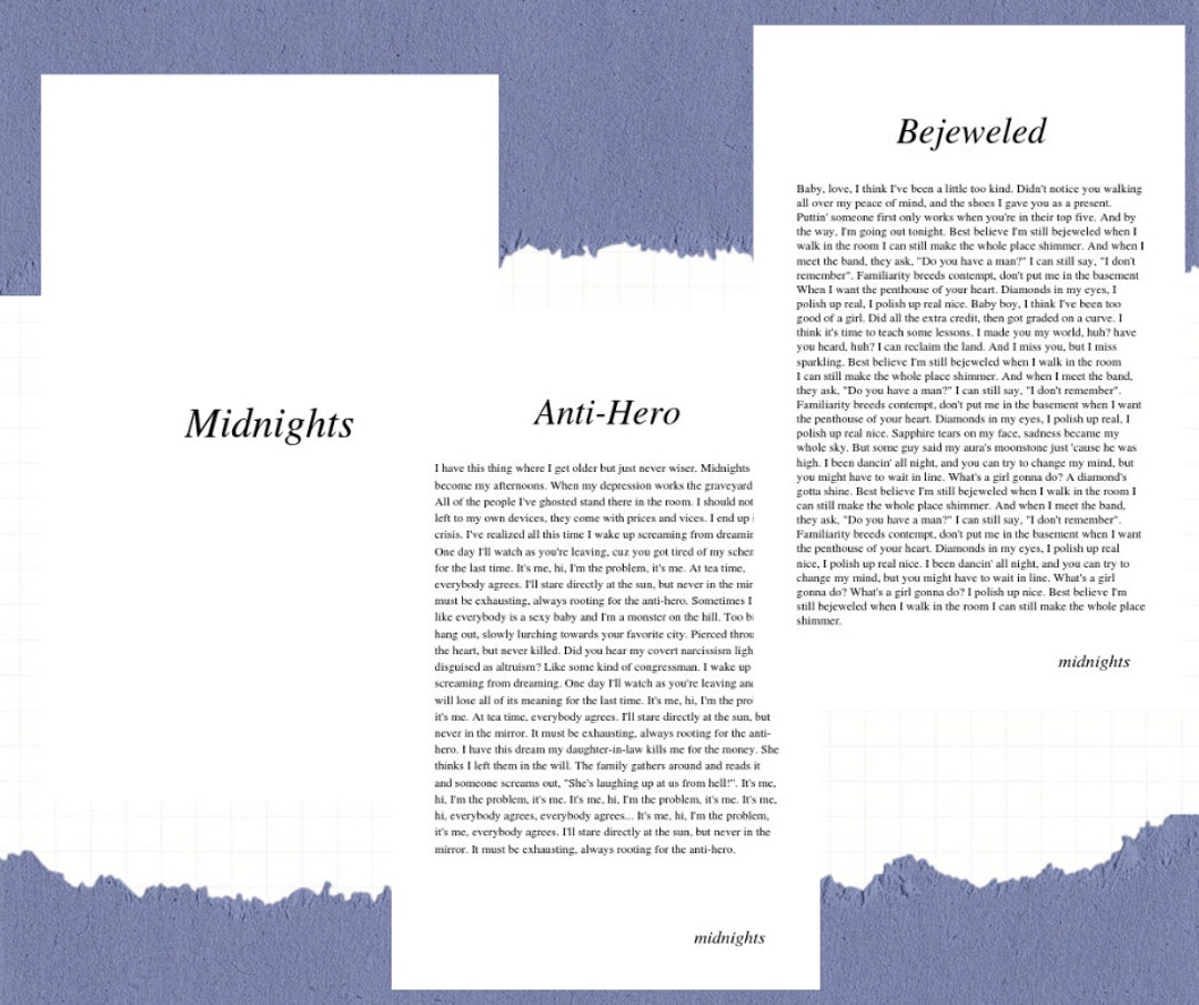 Taylor Swift Midnights 3am Edition Album Lyric Prints - Etsy