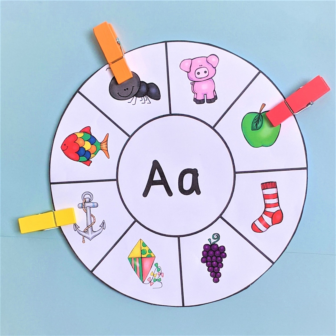 ABC Alphabet Clothespin Clip Card Wheels for Beginning Sounds - Etsy