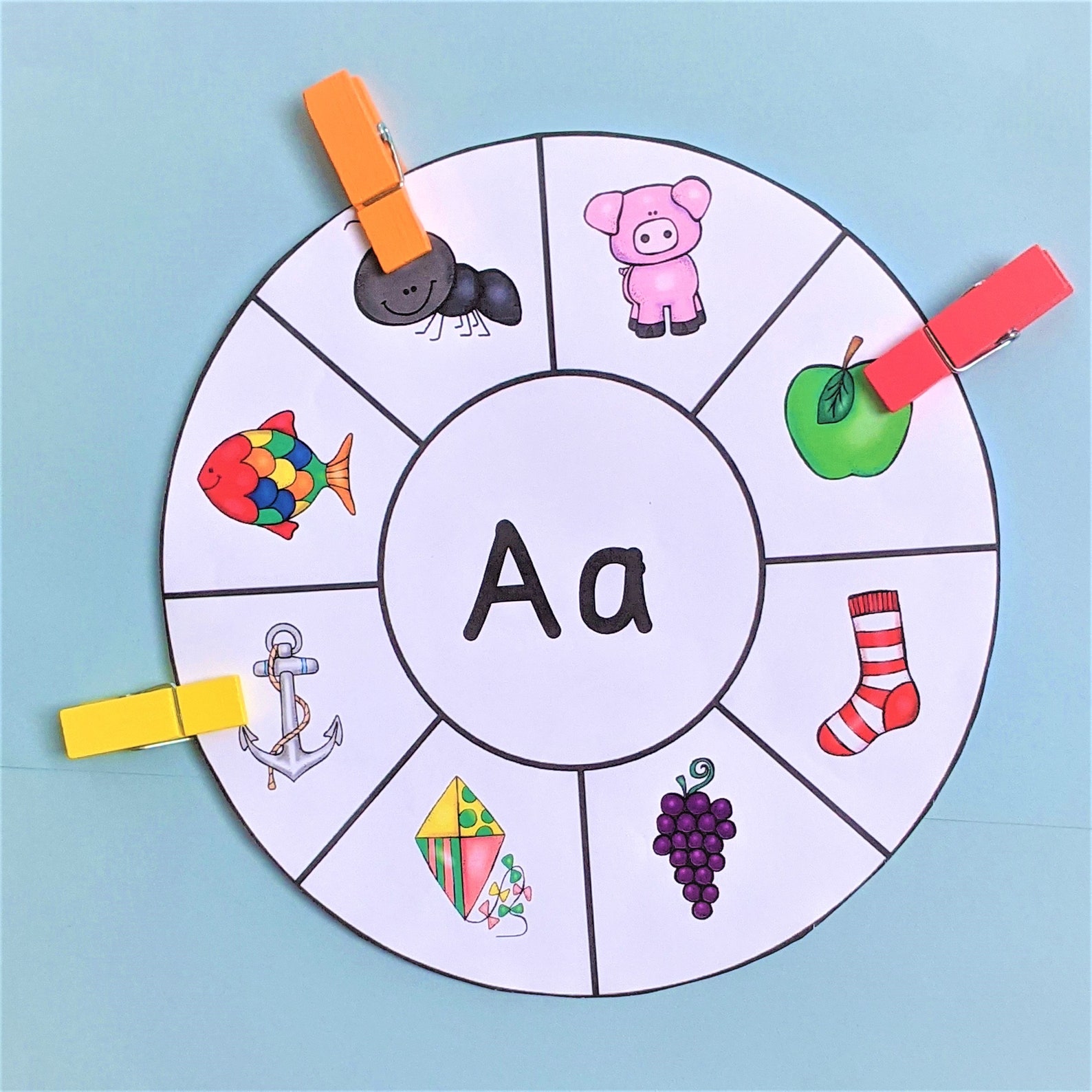 ABC Alphabet Clothespin Clip Card Wheels for Beginning Sounds - Etsy