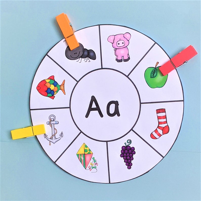 ABC Alphabet Clothespin Clip Card Wheels for Beginning Sounds - Etsy