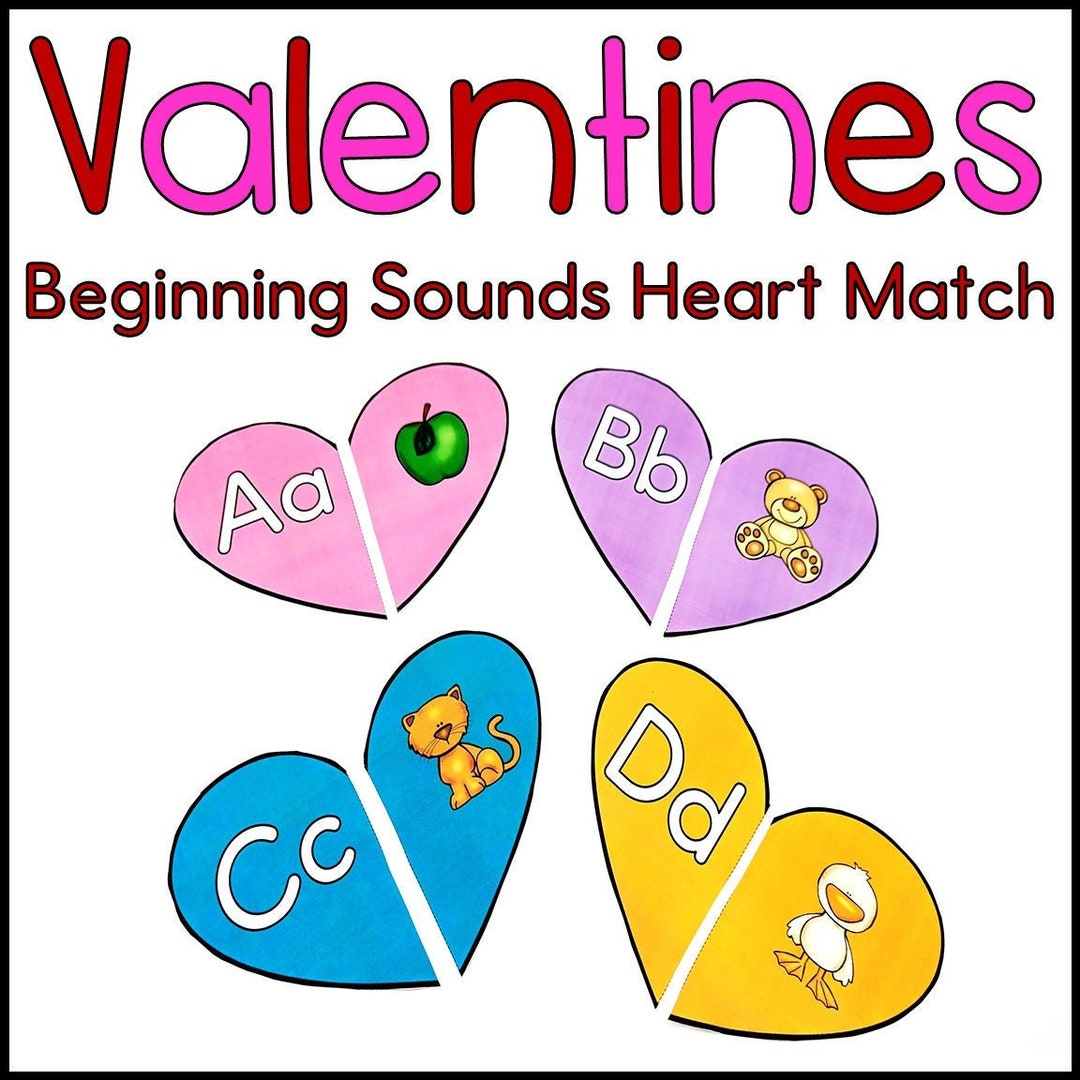 Valentines Alphabet Heart Match for February Beginning Sounds - Etsy