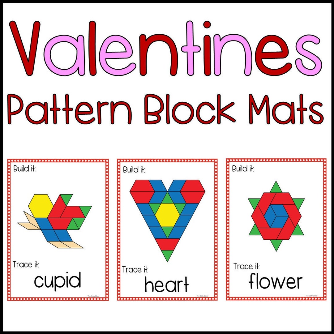 Valentines NO PREP Tangram Pattern Block Mats for February Preschool ...