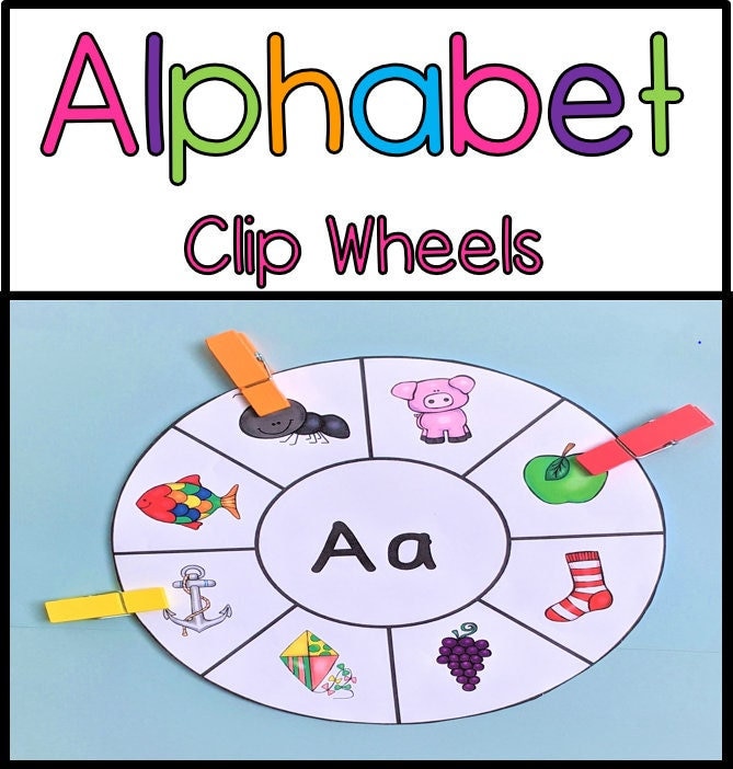 ABC Alphabet Clothespin Clip Card Wheels for Beginning Sounds - Etsy